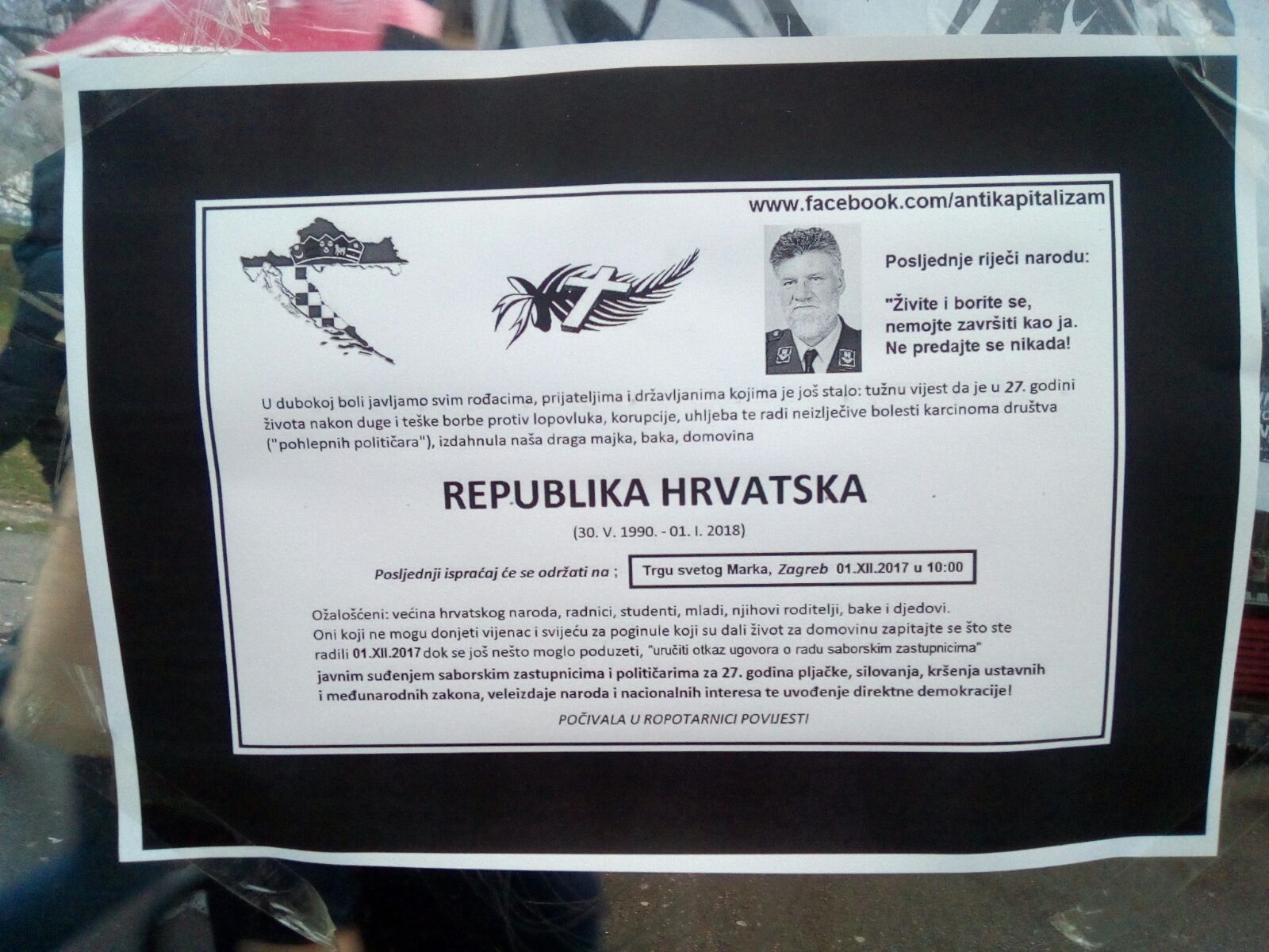 (FOTO) Umrla je Republika Hrvatska! - Dnevno.hr