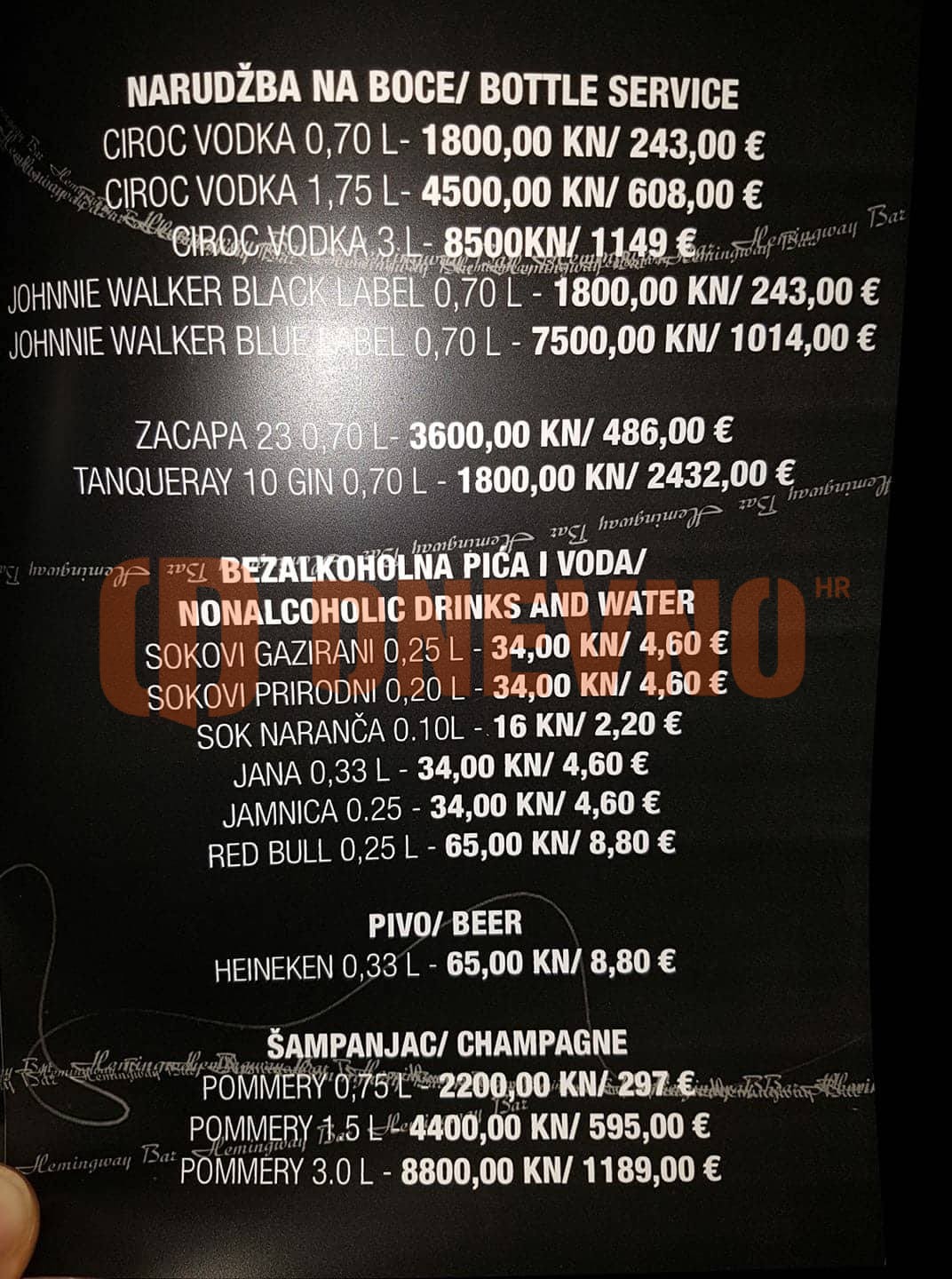 (FOTO) ULTRA KAO SKUP 'SPORT'? Pogledajte cjenik s ultre od kojega će ...
