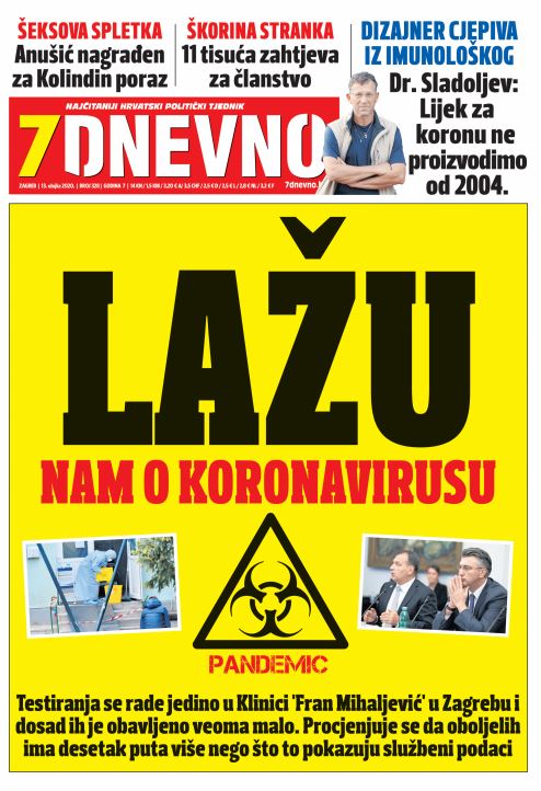 NOVI BROJ TJEDNIKA 7DNEVNO OTKRIVA: Lažu nam o koronavirusu! - Dnevno.hr