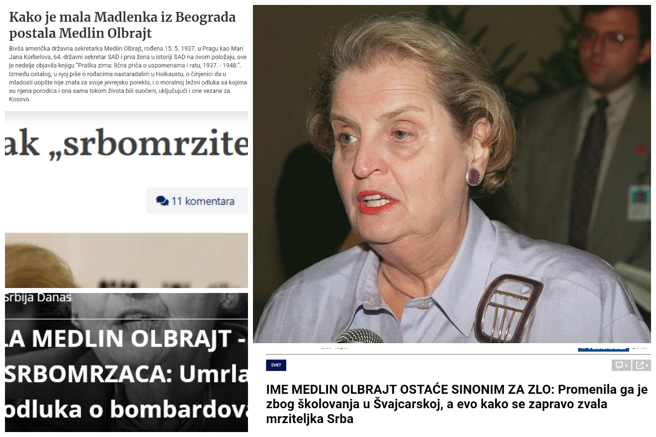 'IME MADELEINE ALBRIGHT OSTAT ĆE SINONIM ZA ZLO!' Srpski mediji divljaju: 'Džabe je objašnjavala ...