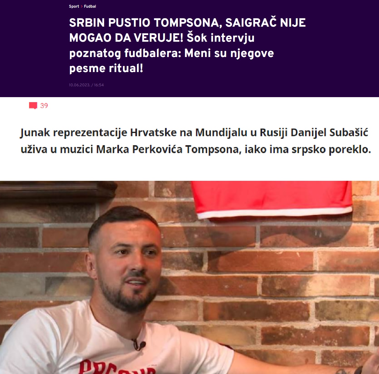 Srpski mediji: 'Srbin, a sluša Thompsona'! Napali žestoko Vatrenog: 'Pa meni su njegove pjesme ...